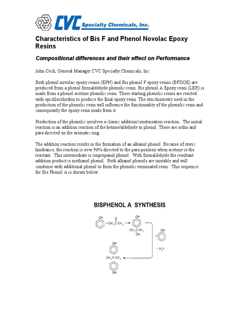 Chemistry and Composition of Epn Resins | PDF | Epoxy | Chemical Reactions