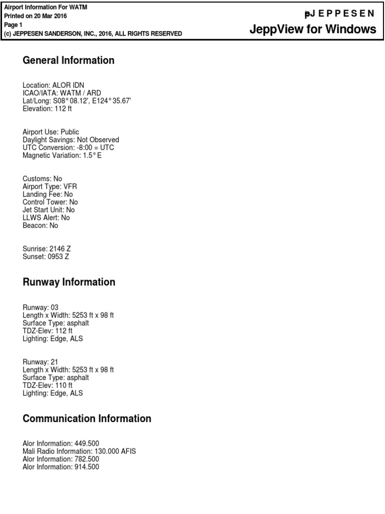 Jeppview For Windows: General Information General Information | PDF