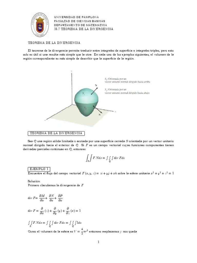 Teorema de La Divergencia | PDF | Divergencia | Integral