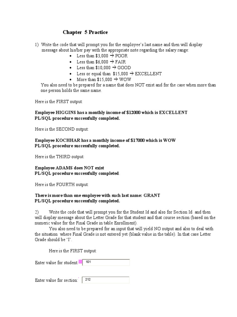 Chapter5 Example Exercise | PDF | Pl/Sql | Software Engineering