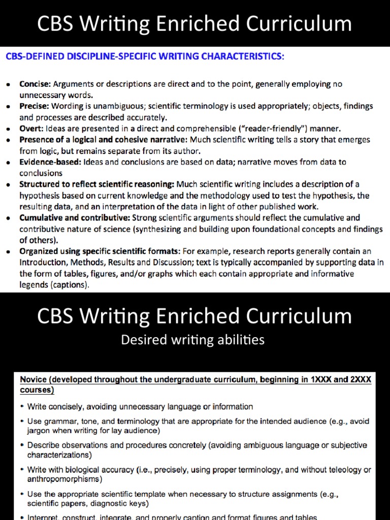 CBS Writing Enriched Curriculum | Download Free PDF | Experiment | Data