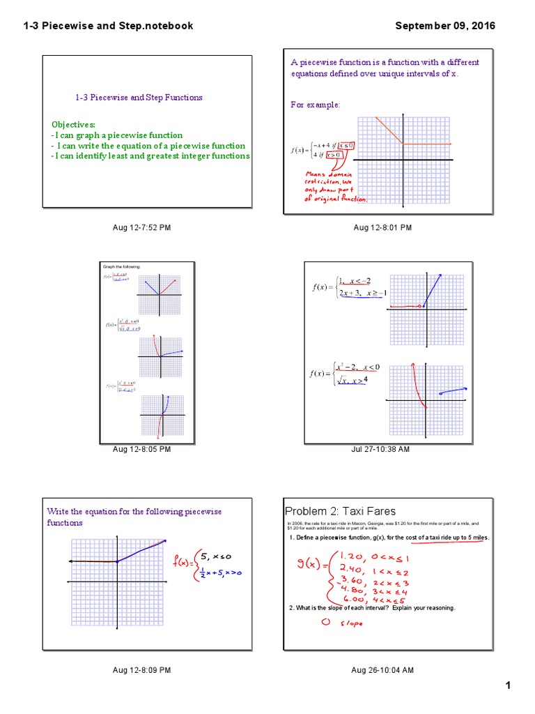 1 3 Piecewise and Step - Notebook September 09, 2016 | PDF | Function ...