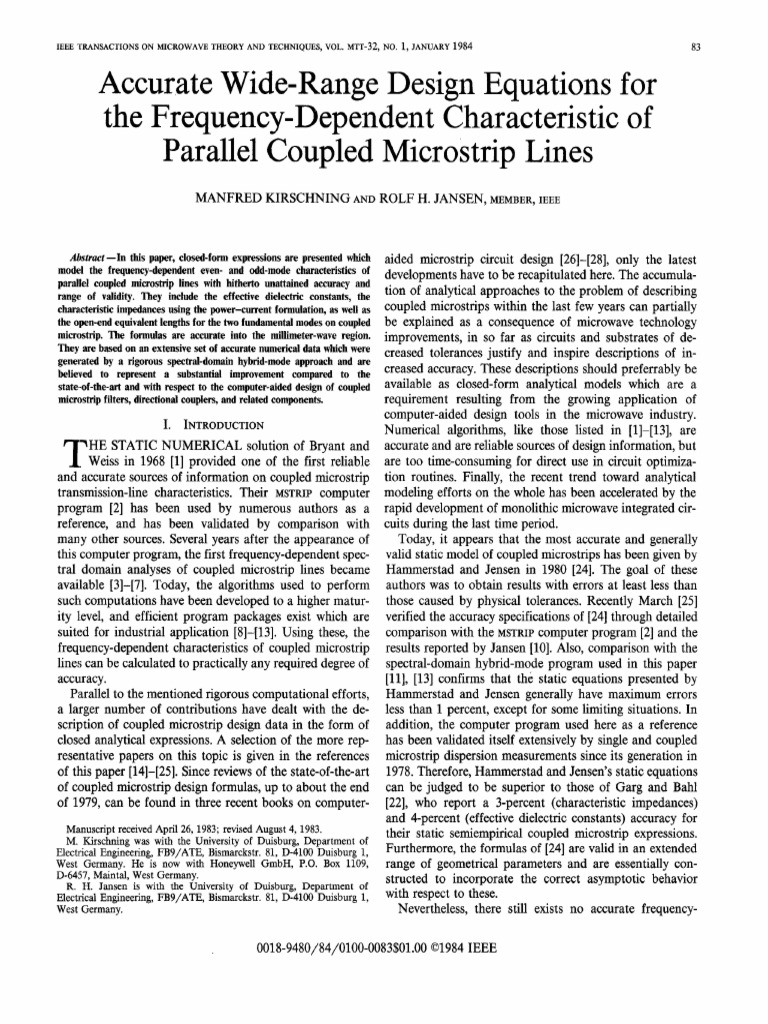 Accurate - Wide - Range - Design - Equations - For Microstrip | PDF ...