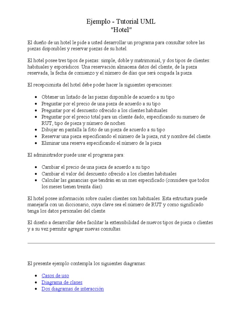 Ejemplo Tutorial UML Hotel | PDF