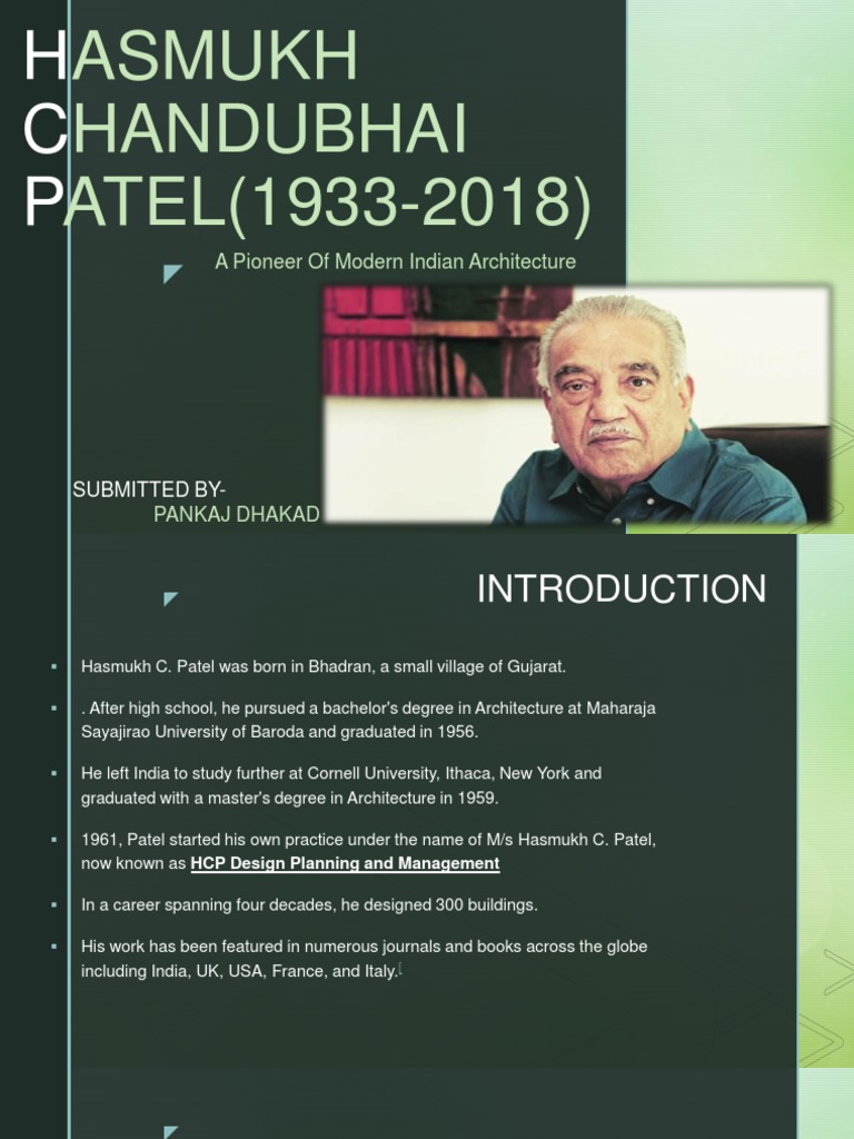 Hasmukh Patel: Pioneer of Indian Architecture | PDF | Dormitory