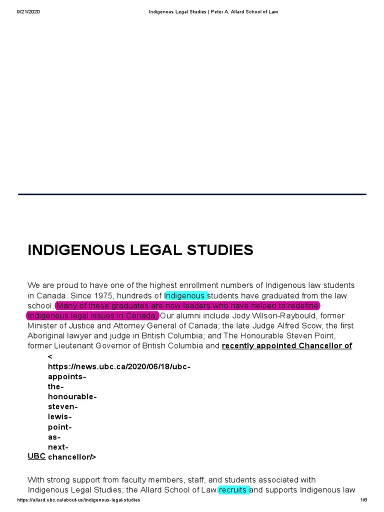 Indigenous Legal Studies | PDF | Law School | Government