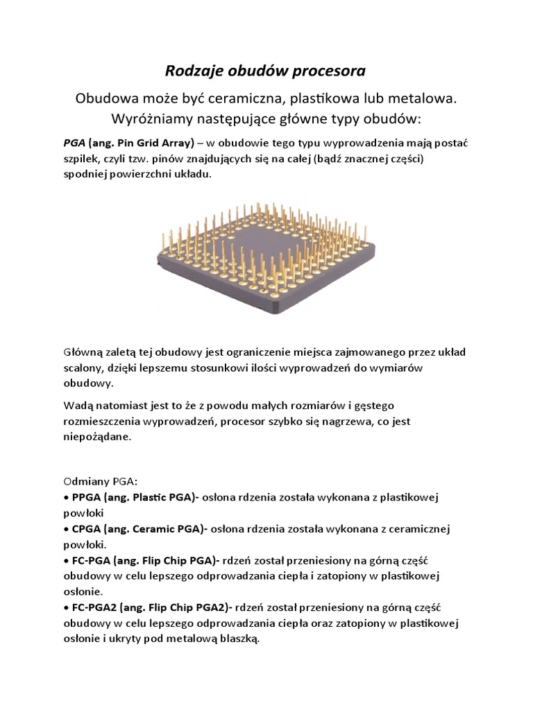 Rodzaje Obudów Procesora | PDF