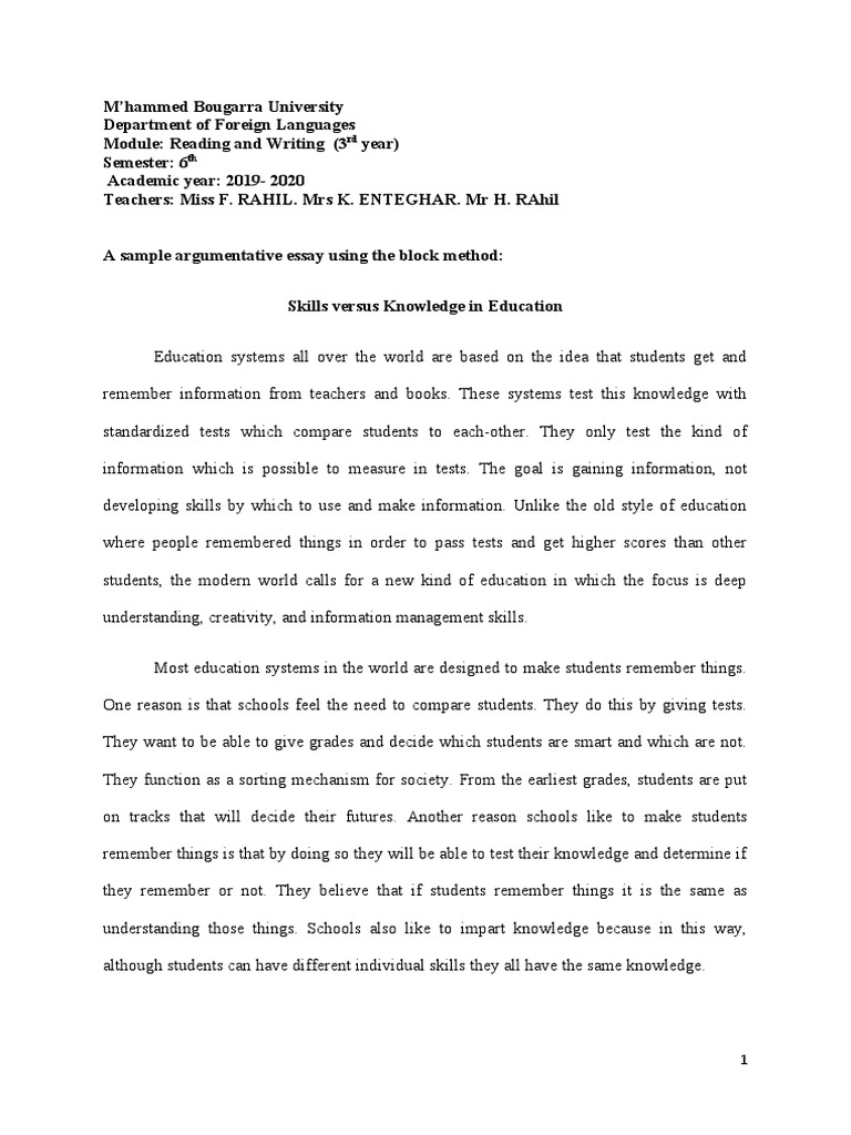 Argumentative Essay Block Pattern | Download Free PDF | Standardized ... Argumentative Essay Block Pattern | Download Free PDF | Standardized ...