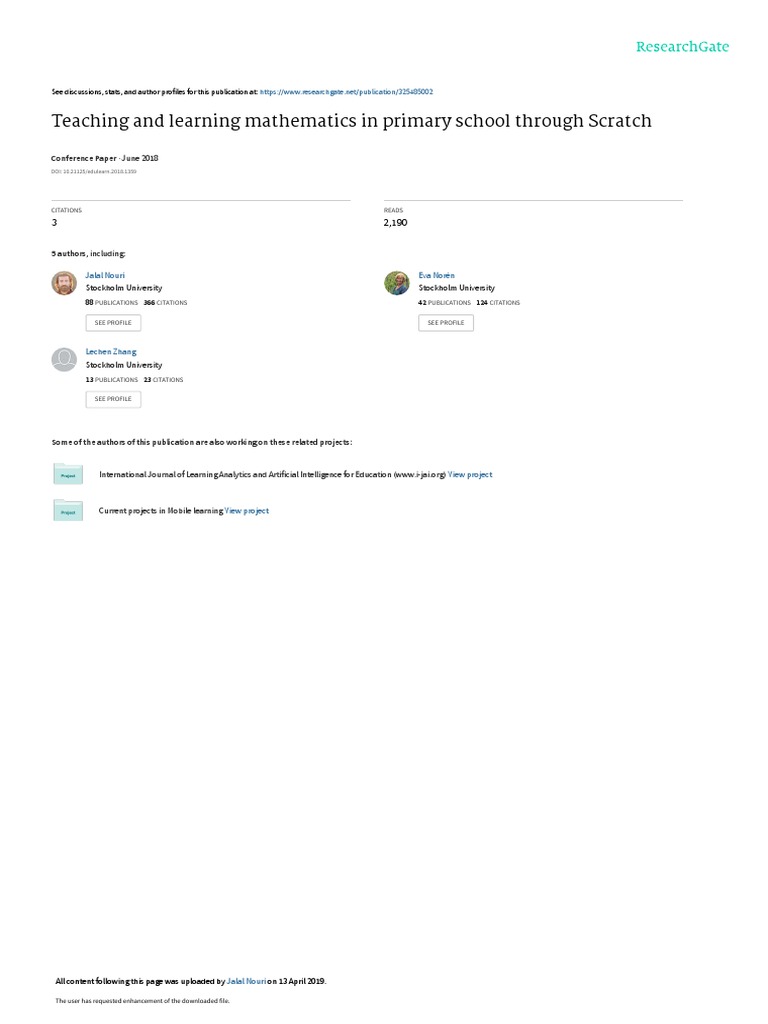 Teaching and Learning Mathematics in Primary School Through Scratch ...