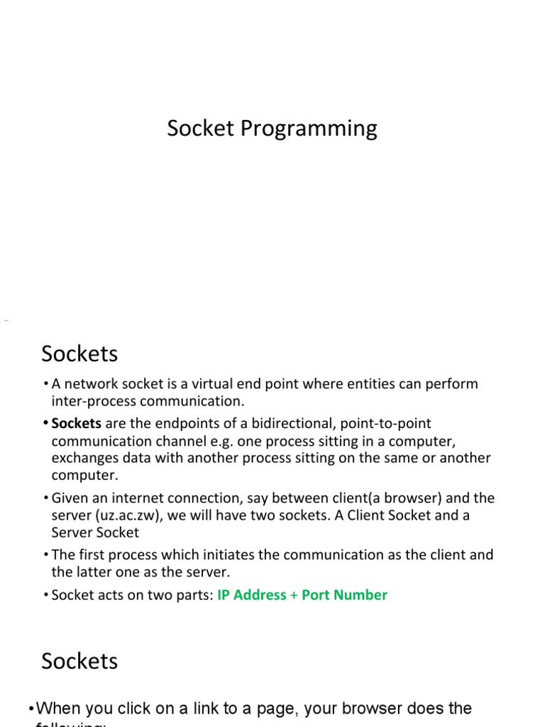 Socket Programming Pdf Port Computer Networking Network Socket 0290