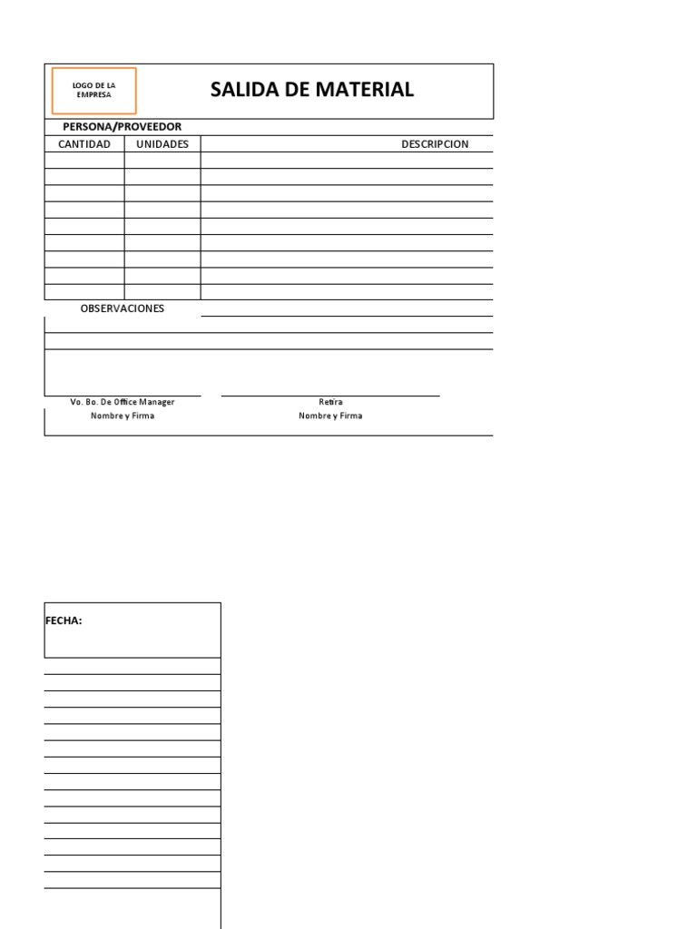 Formato de Salida de Material | PDF