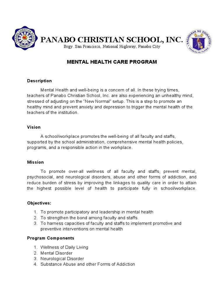 Mental Health Care Program | PDF | Mental Health | Mental Disorder