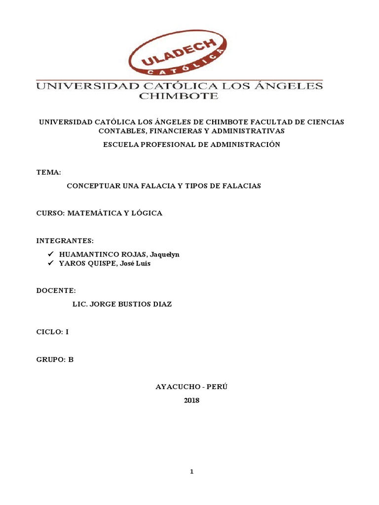 Lógica y Matemática I - FALACIAS | PDF | Falacia | Razonamiento deductivo