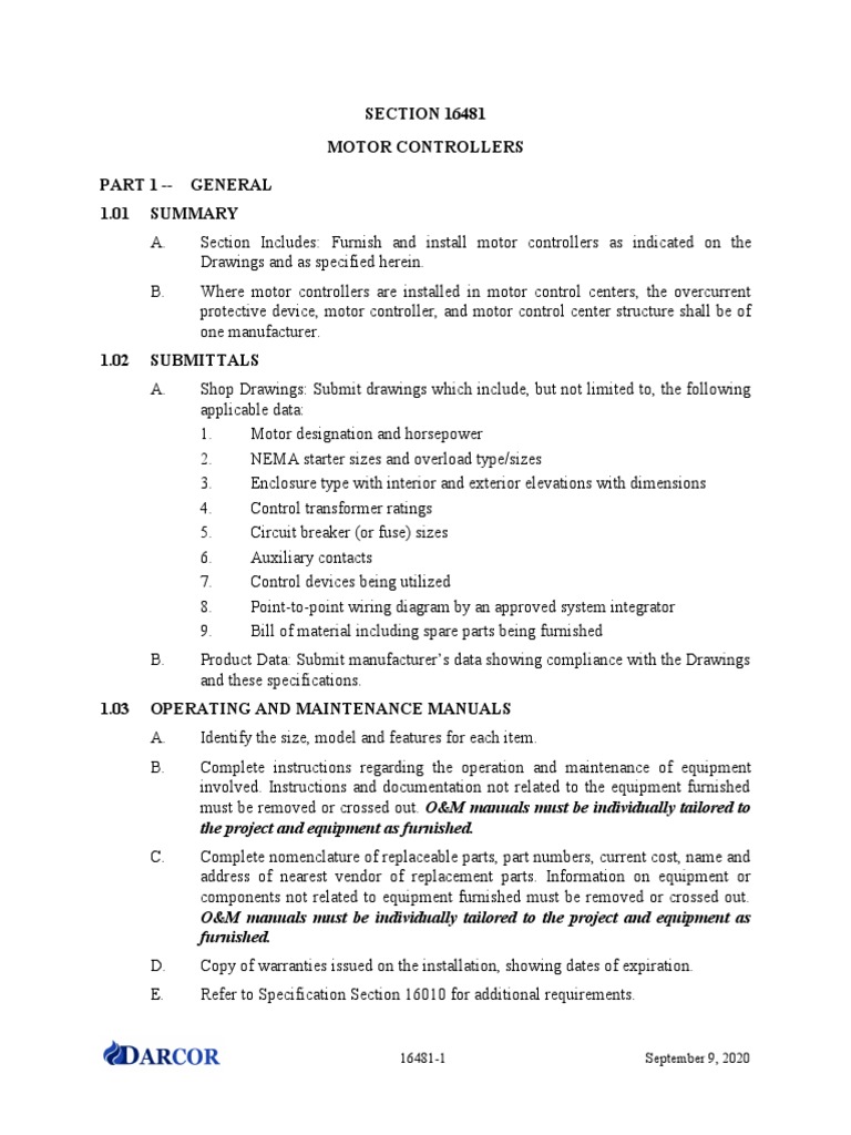 MCC & RVSS Spec | PDF | Transformer | Electrical Wiring