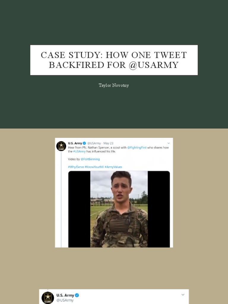 Case Study: How One Tweet Backfired For @usarmy: Taylor Novotny | PDF