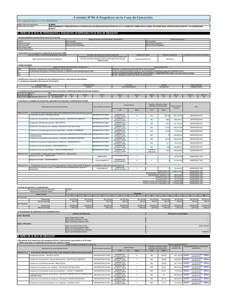 Formato 8a | PDF | Valor presente neto | Economias