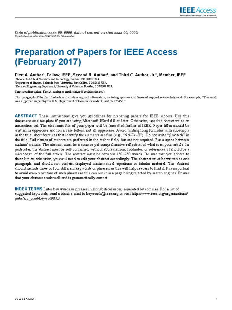 Preparation of Papers For IEEE Access (February 2017) | Download Free ...