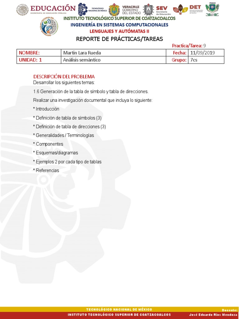 Tablas de Símbolos y Direcciones en Compiladores | PDF | Lenguaje de ...
