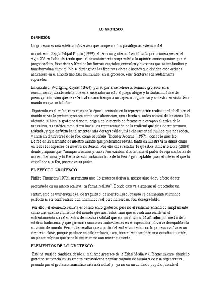 Lo Grotesco | PDF | Estética | Realismo (Artes)