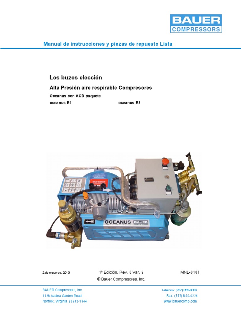 Manual de Operación de Compresor Bauer | PDF | Máquinas | Tecnologías ...