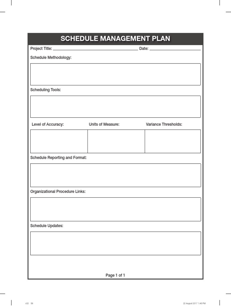 Form 2.9 - Schedule Management Plan | PDF