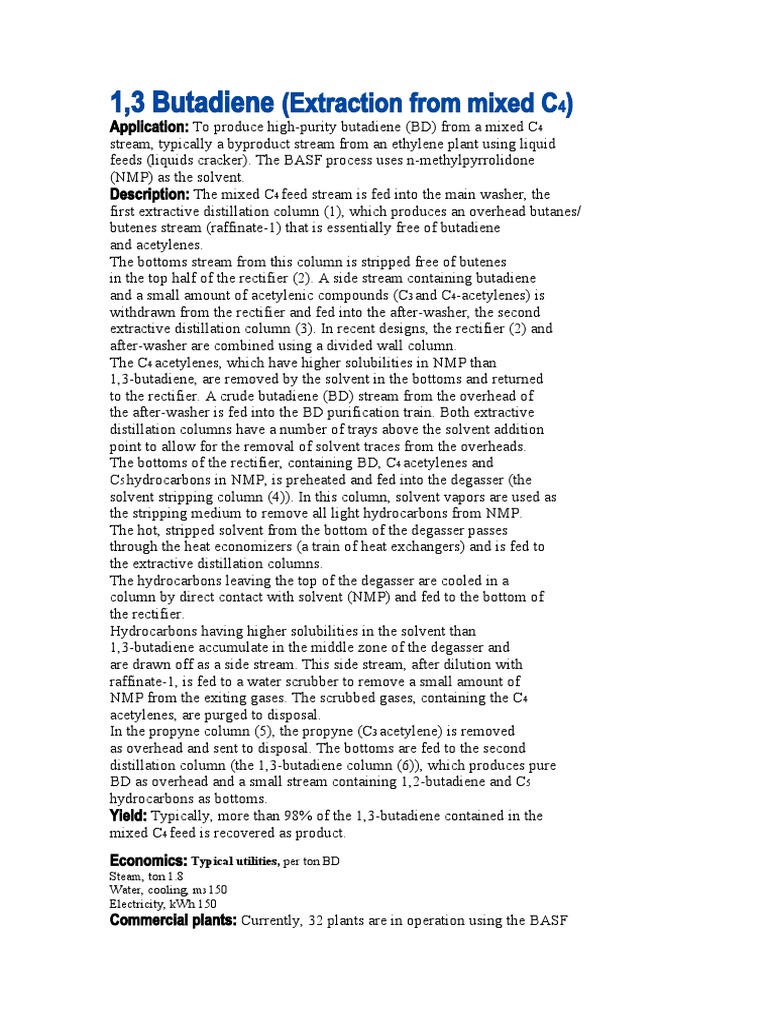 1,3 Butadiene: (Extraction From Mixed C) | PDF | Distillation ...