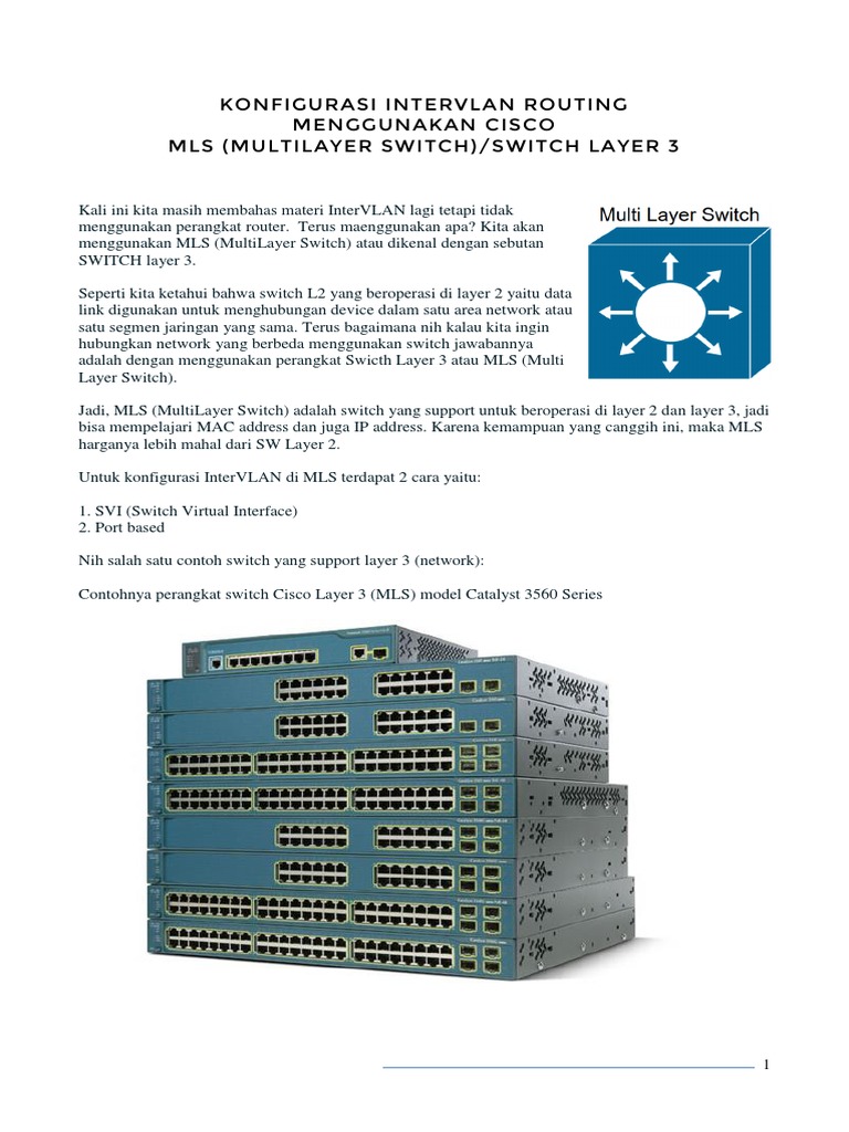 Intervlan Routing Menggunakan Multi Layer Switch Sw Layer 3 Pdf
