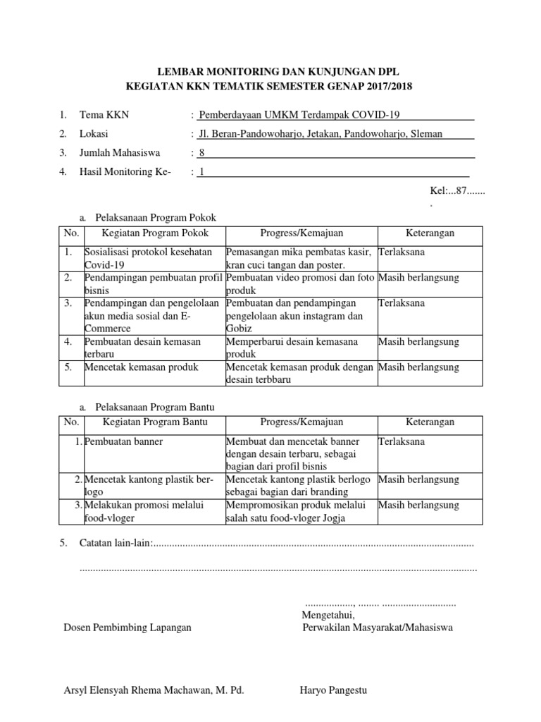 Lembar Monev 87 | PDF