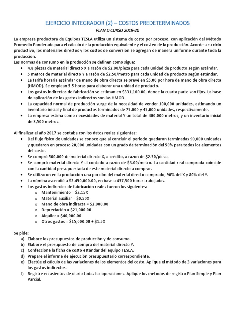 Ejercicio Integrador 2 | PDF | Presupuesto | Economias
