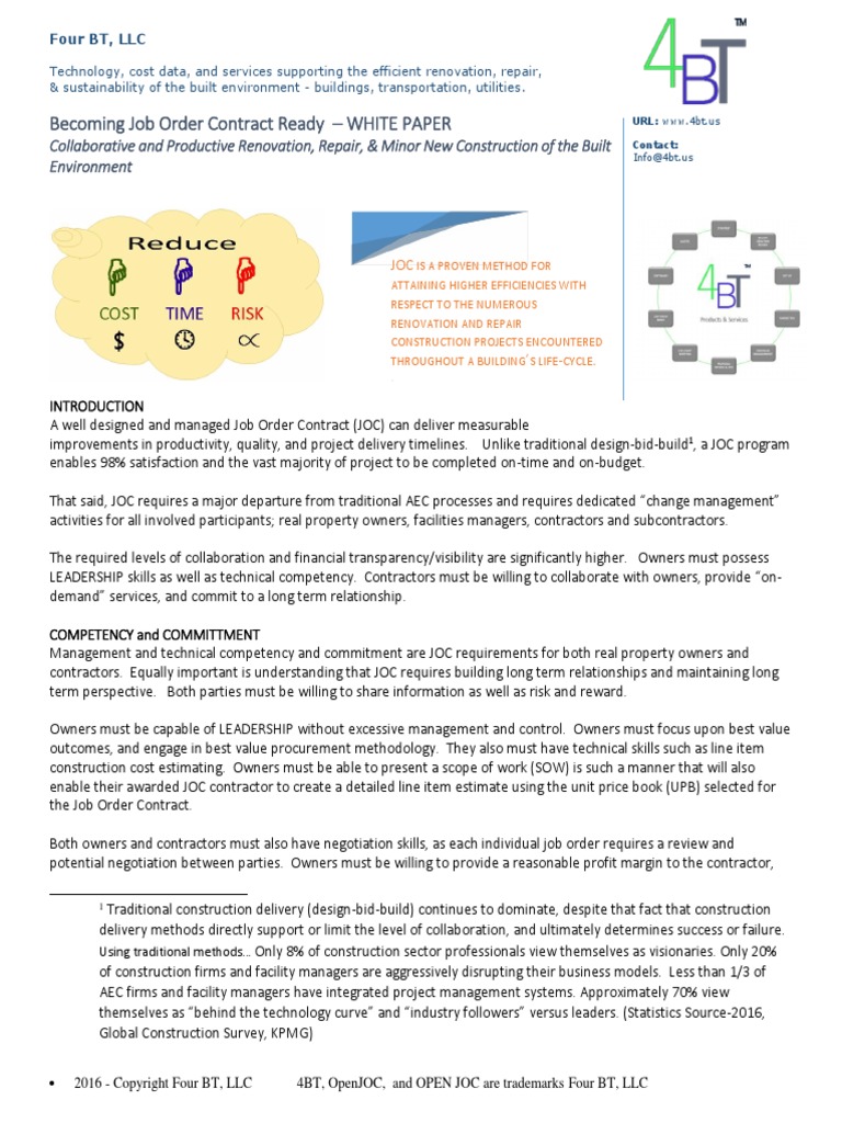 Becoming Job Order Contract Ready - WHITE PAPER | PDF | Performance ...