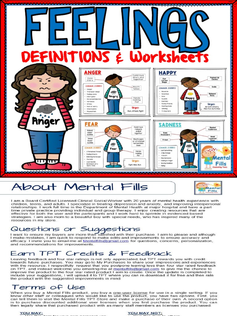 Definitions Worksheet S: Anger | PDF | Frown | Feeling