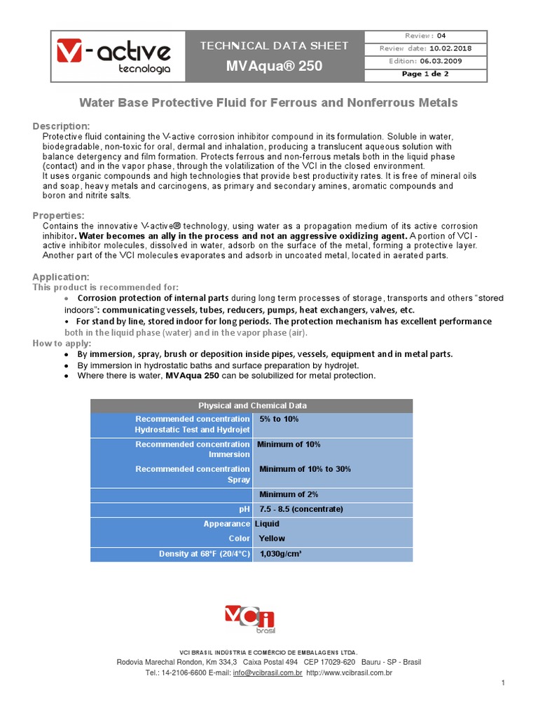 Water Base Protective Fluid For Ferrous and Nonferrous Metals | PDF ...