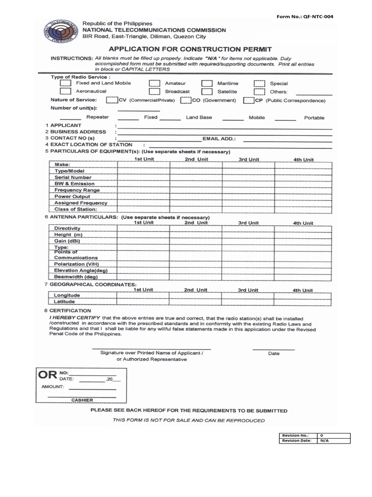 QF NTC 004 Application For Construction Permit | PDF