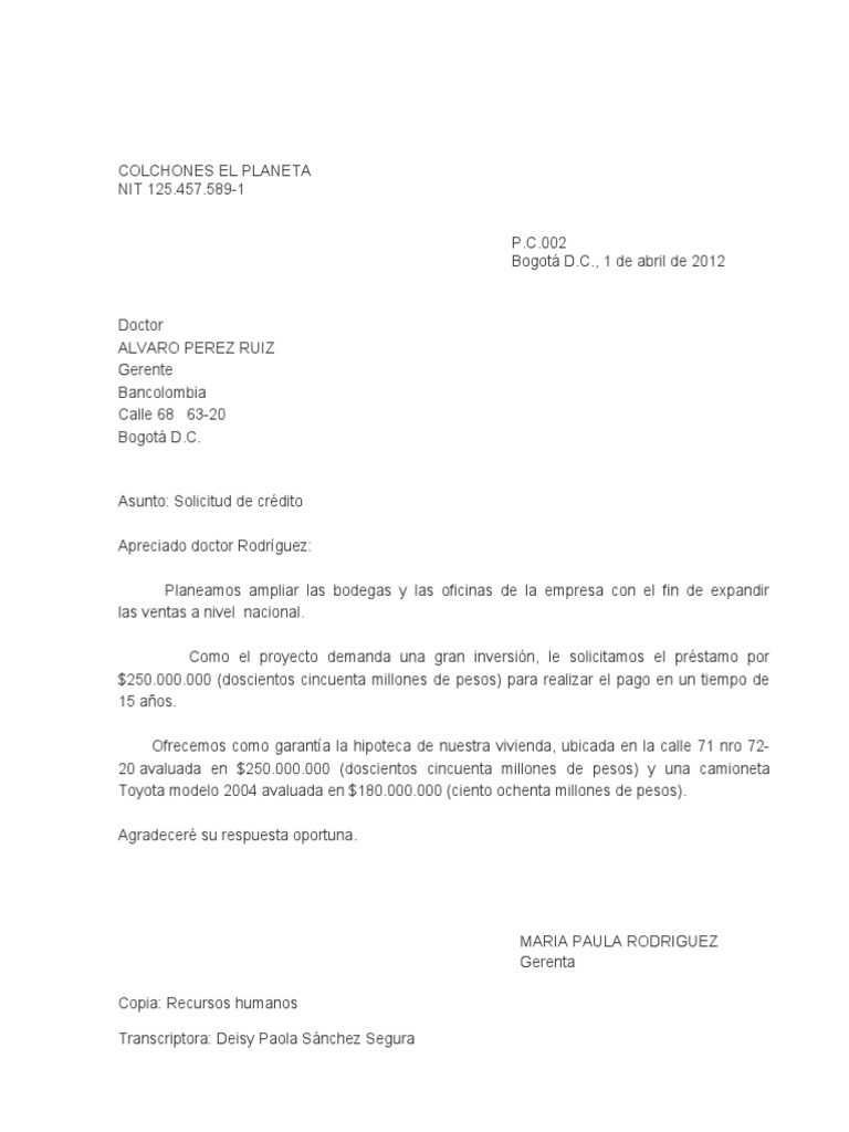 Carta Estilo Semibloque Con Sangria Colchones | PDF