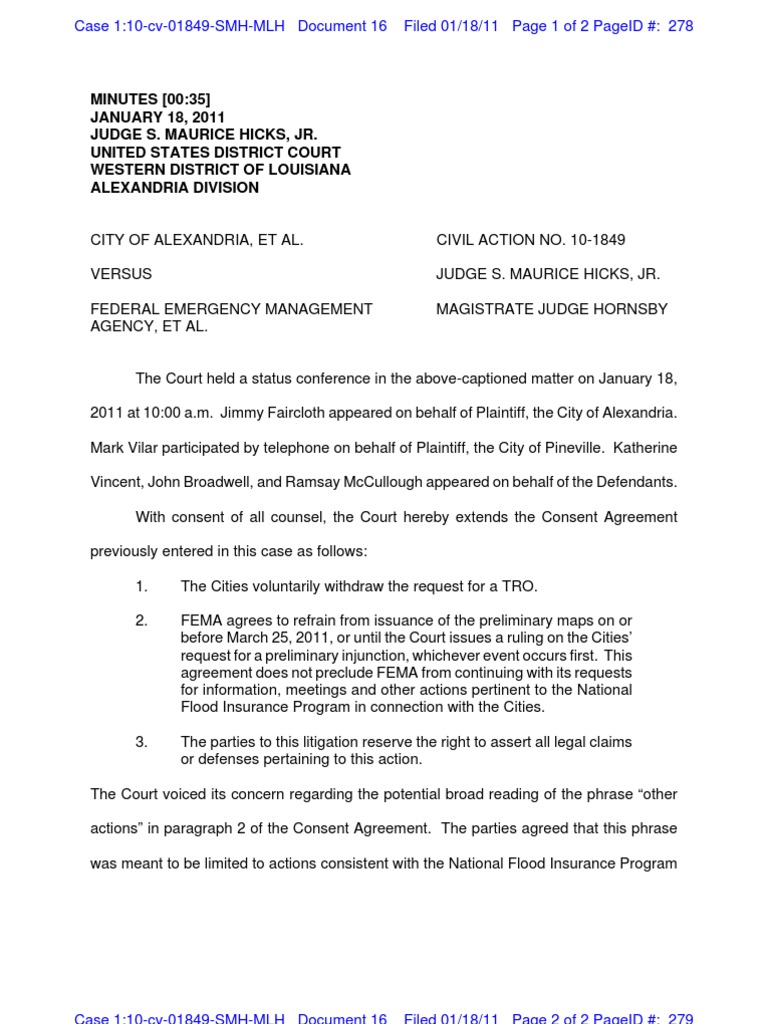 1 18 2011 Minute Entry | Download Free PDF | Lawsuit | Government