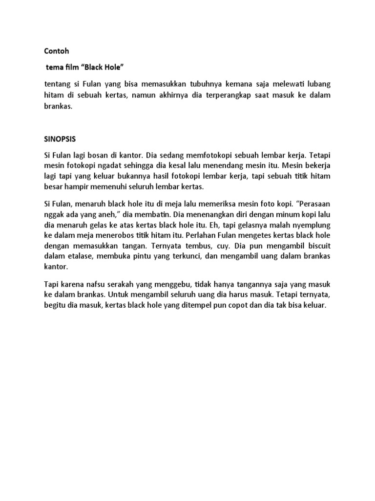 Contoh Tema Dan Sinopsis | PDF