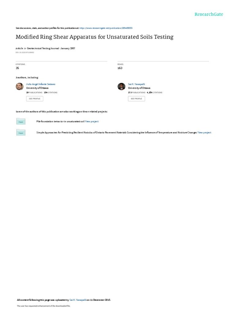 Modified Ring Shear Apparatus For Unsaturated Soils Testing ...