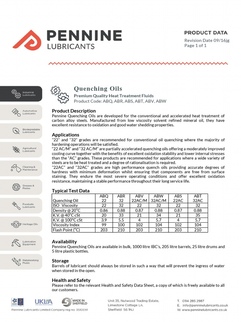 Quenching Oils | PDF | Heat Treating | Viscosity
