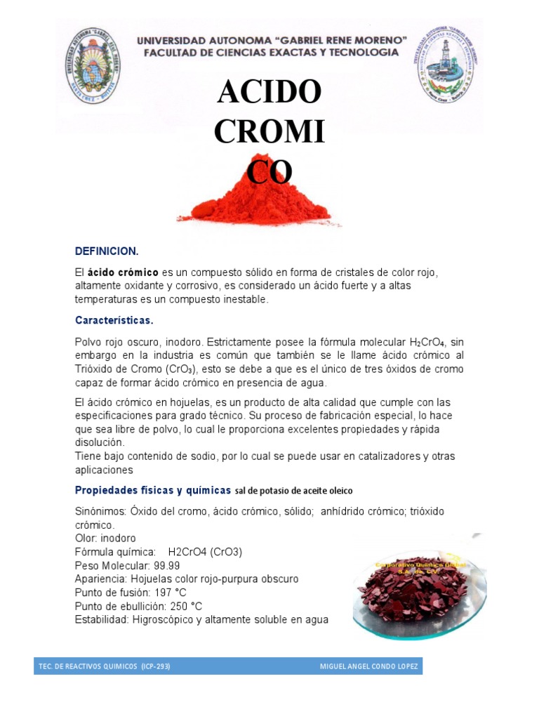 Acido Cromico Informe | PDF | Cromo | Compuestos químicos