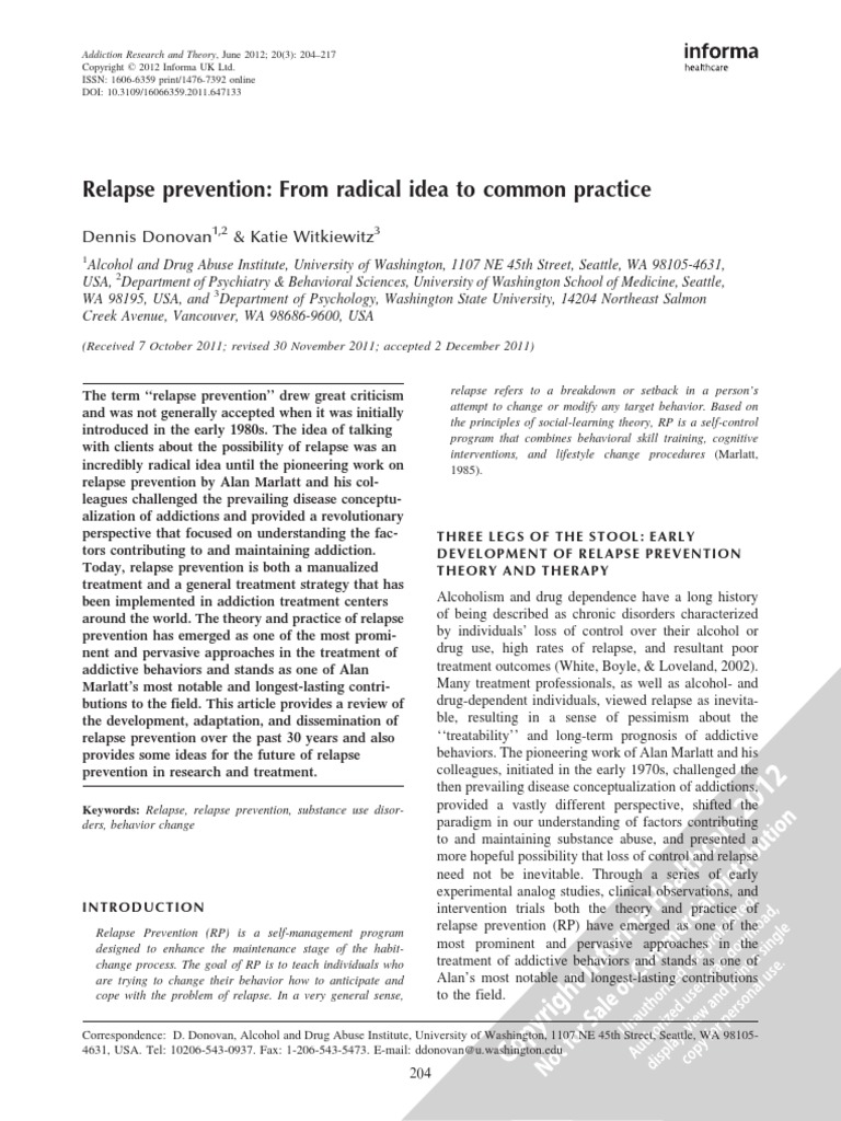 Relapse Prevention | PDF | Relapse | Alcoholism