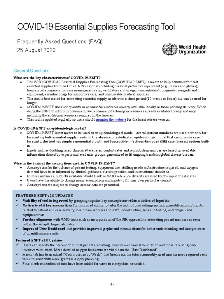 COVID-19 Essential Supplies Forecasting Tool: Frequently Asked ... COVID-19 Essential Supplies Forecasting Tool: Frequently Asked ...