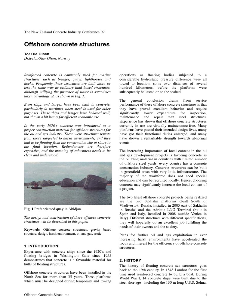 Offshore Concrete Structures Overview | PDF | Offshore Drilling | Ships