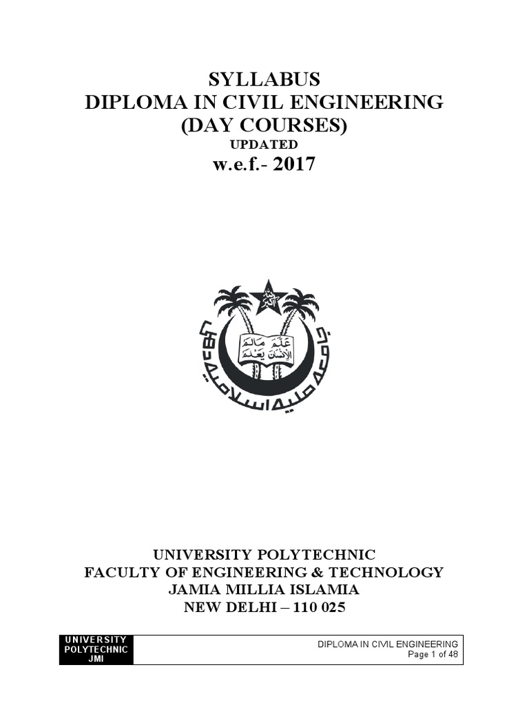 Syllabus Diploma in Civil Engineering (Day Courses) W.e.f.-2017 | PDF ...