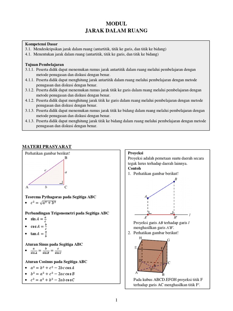 Modul Jarak Dalam Ruang | PDF