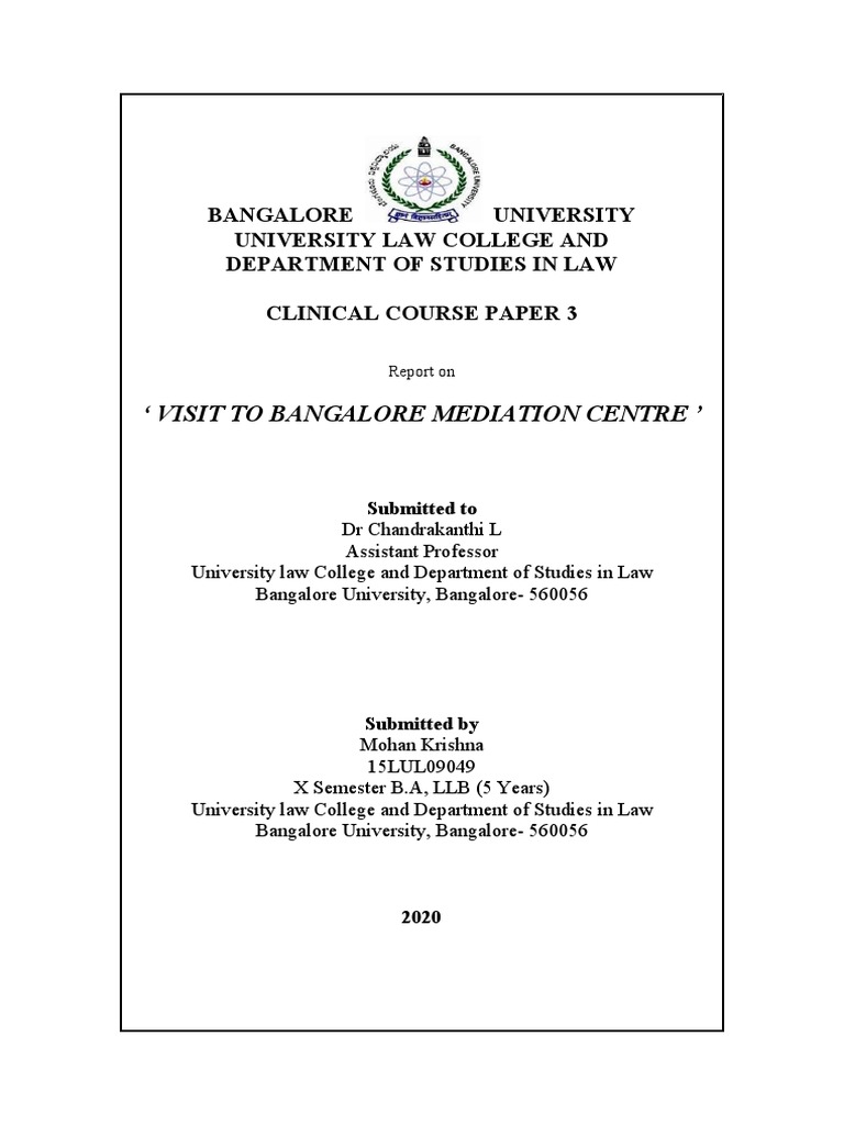 Mediation Report (Mohan Krishna) | PDF | Alternative Dispute Resolution ...