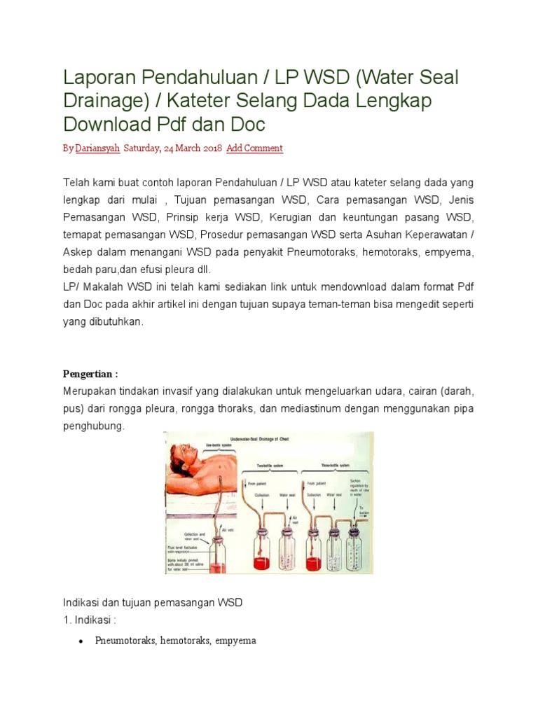 Laporan Pendahuluan / LP WSD (Water Seal Drainage) / Kateter Selang Dada Lengkap Download PDF ...