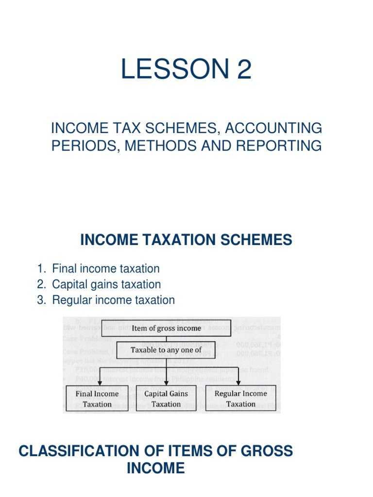 Lesson 2: Income Tax Schemes, Accounting Periods, Methods and Reporting ...