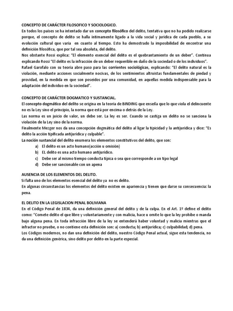 Concepto de Carácter Filosofico y Sociologico | PDF | Derecho penal ...