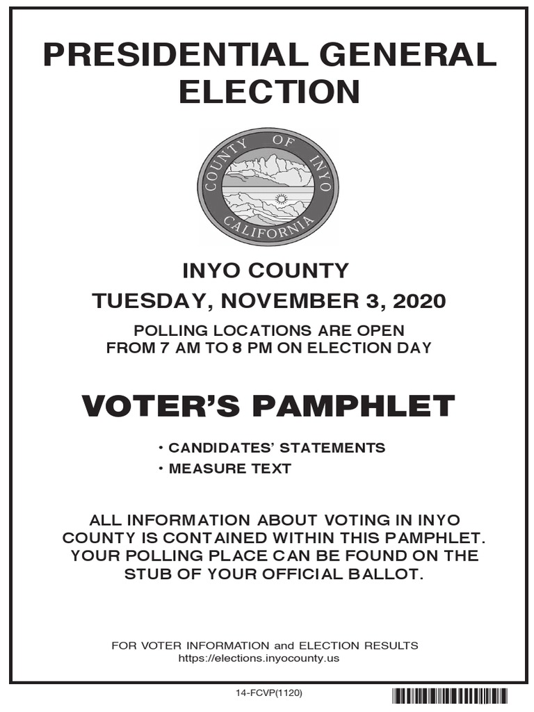 Presidential General Election: Voter'S Pamphlet | PDF | Mail | Polling ...