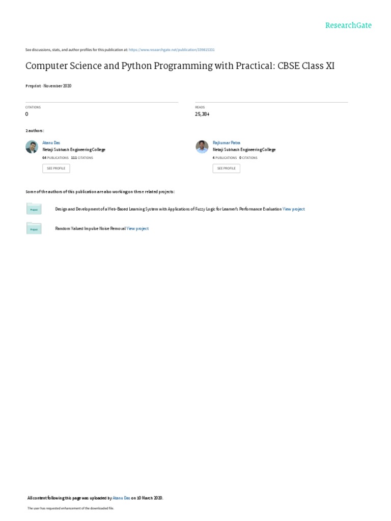 Computer Science And Python Programming With Practical Cbse Class Xi Pdf Sql Databases